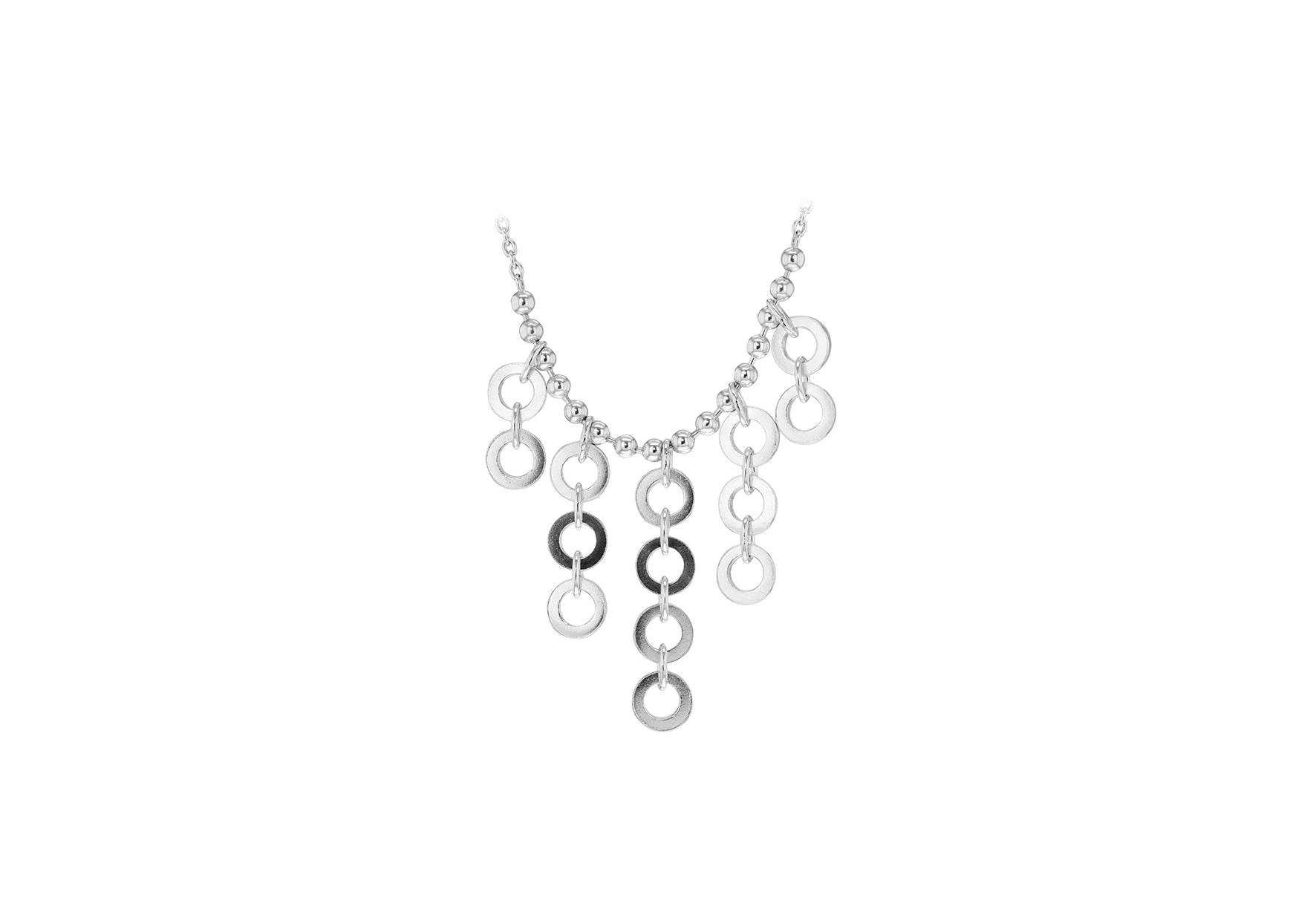 Sterling Silver Multi Drop Disc Silver Necklace